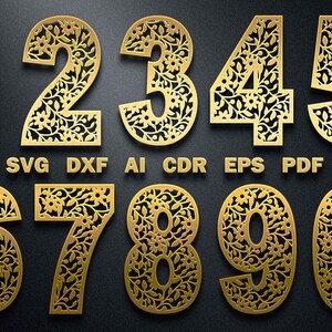 Monogram Numbers Template With Svg Dxf Ai Vector Line Art for Cricut ...