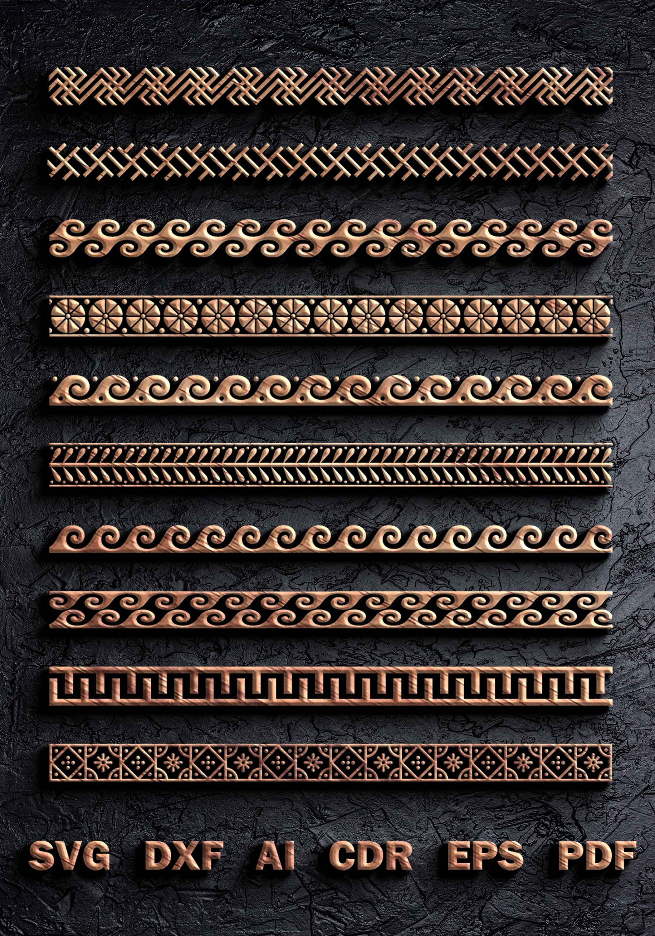 Plantilla de patrón de lista de bordes con SVG, DXF, EPS, CDR y arte ...