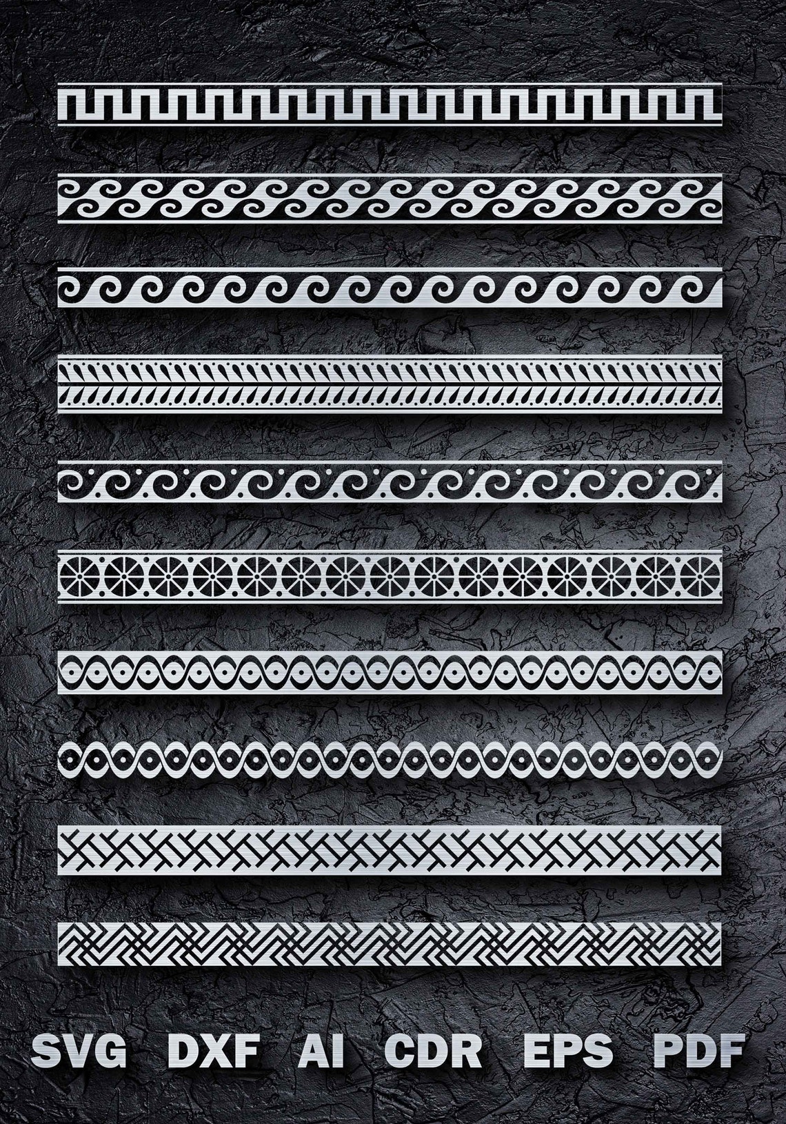 Borders List Pattern With Svg Dxf Eps Cdr & Vector Line Art Template ...