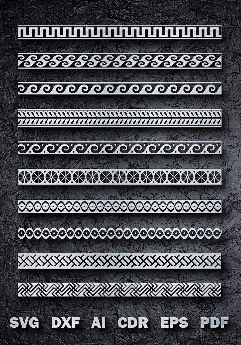 Borders List Pattern With Svg Dxf Eps Cdr & Vector Line Art Template ...