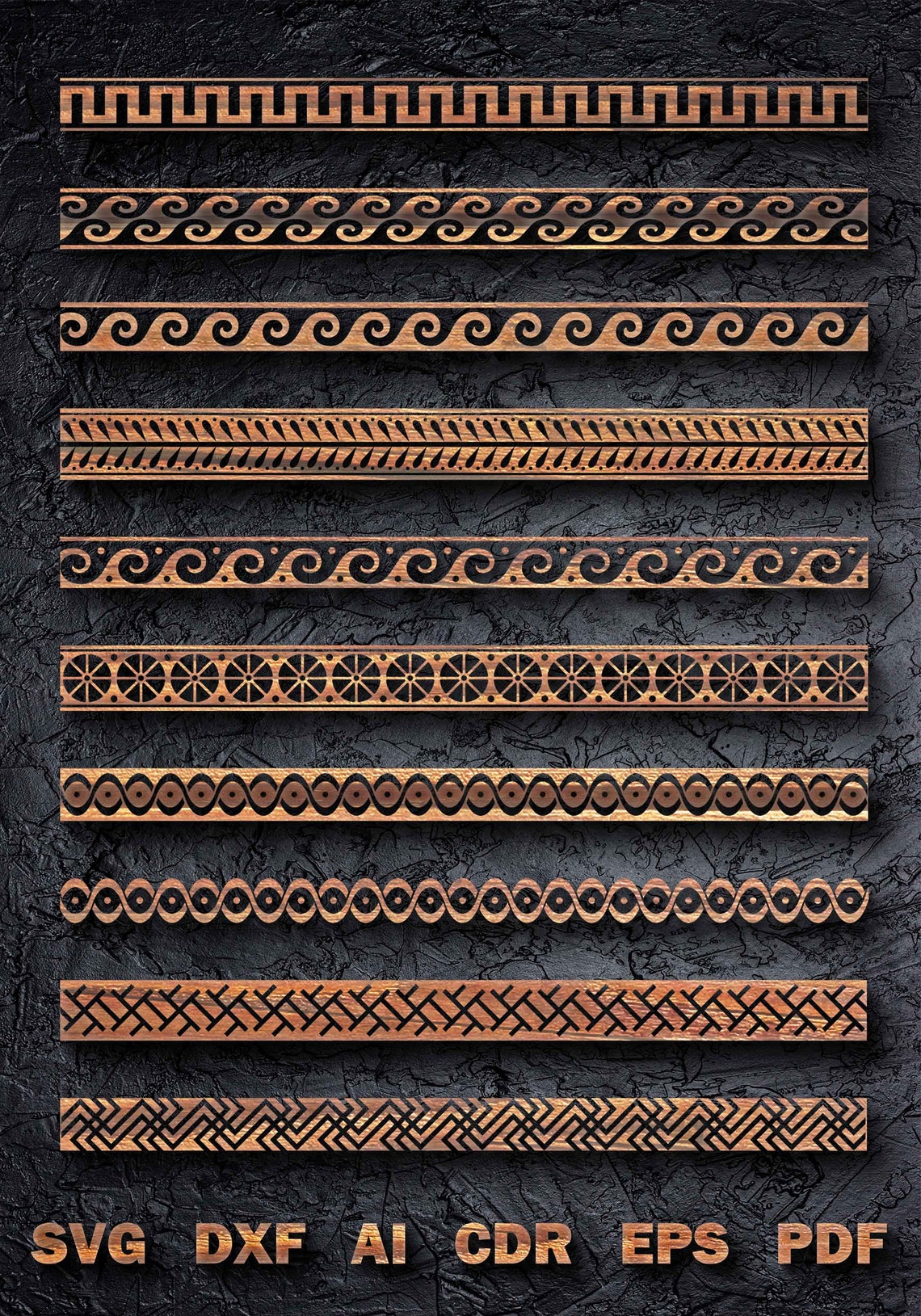 Borders List Pattern With Svg Dxf Eps Cdr & Vector Line Art Template ...