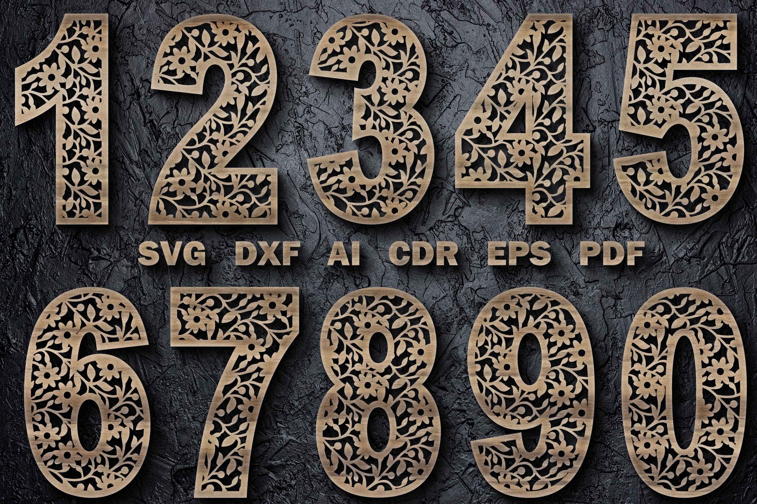 Monogram Numbers Template With Svg Dxf Ai Vector Line Art for Cricut ...