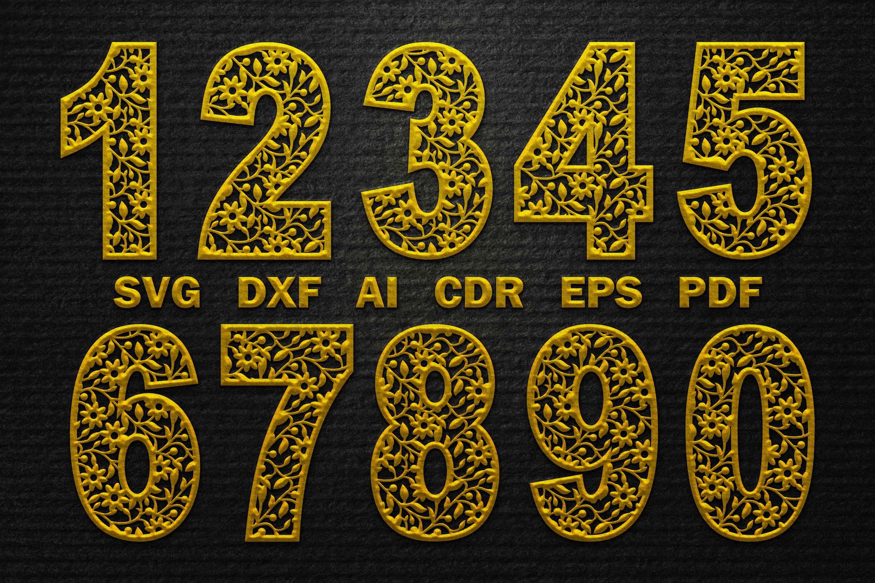 Monogram Numbers Template With Svg Dxf Ai Vector Line Art for Cricut ...