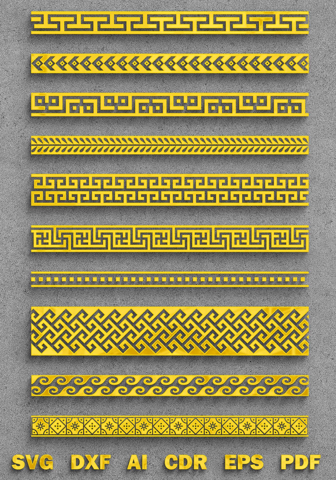 Borders List Pattern Template With Svg Dxf Eps Cdr & Vector Line Art ...