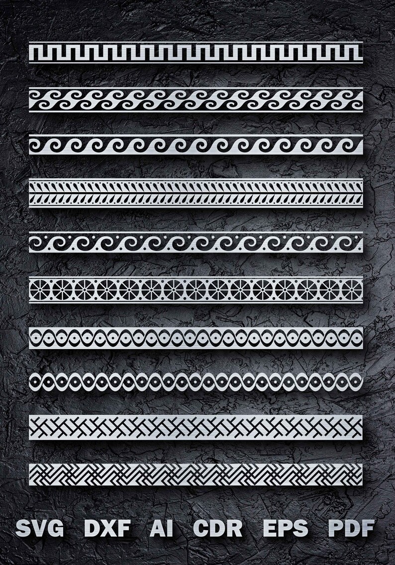 Borders List Pattern With Svg Dxf Eps Cdr & Vector Line Art Template ...