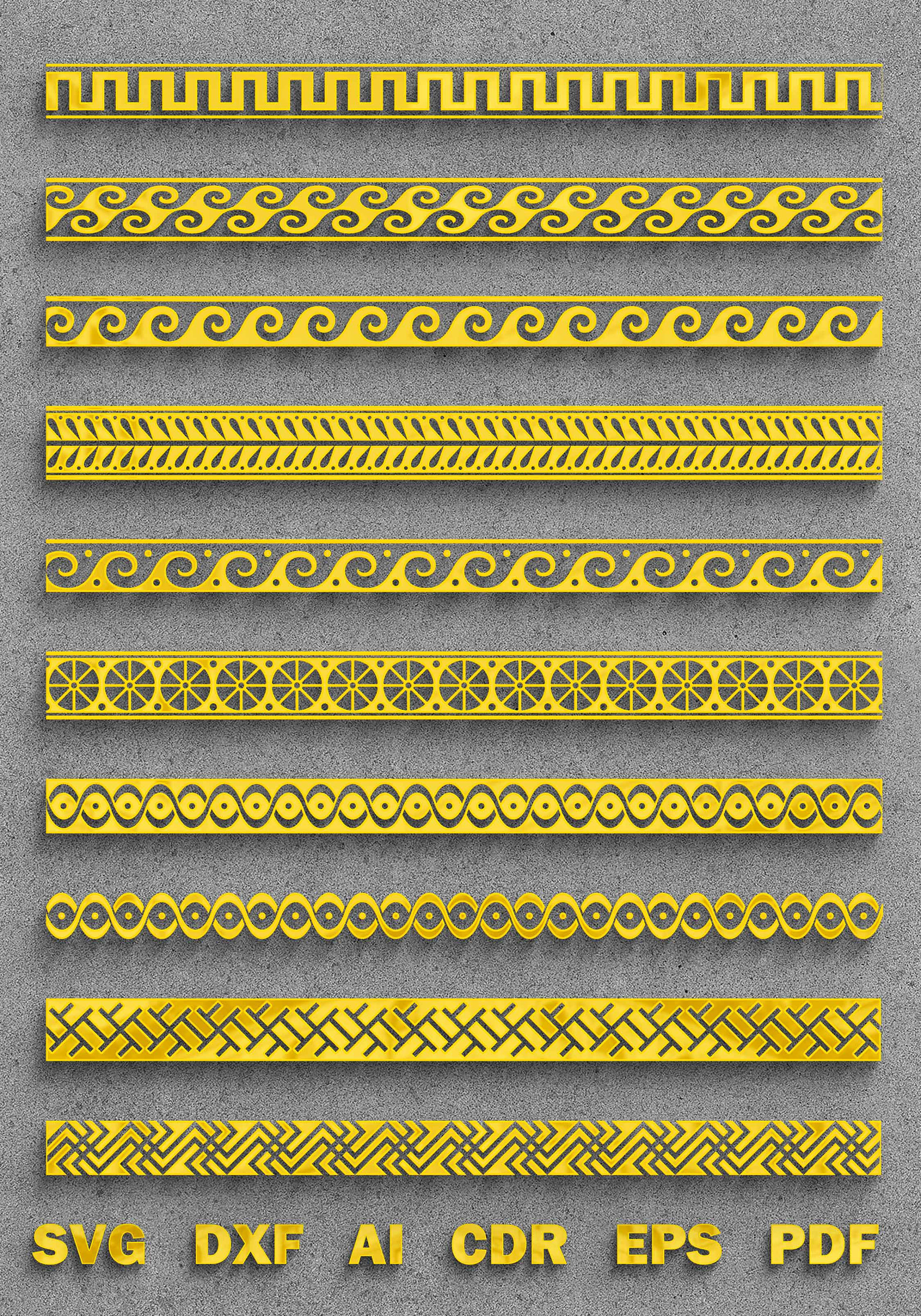 Borders List Pattern With Svg Dxf Eps Cdr & Vector Line Art Template ...