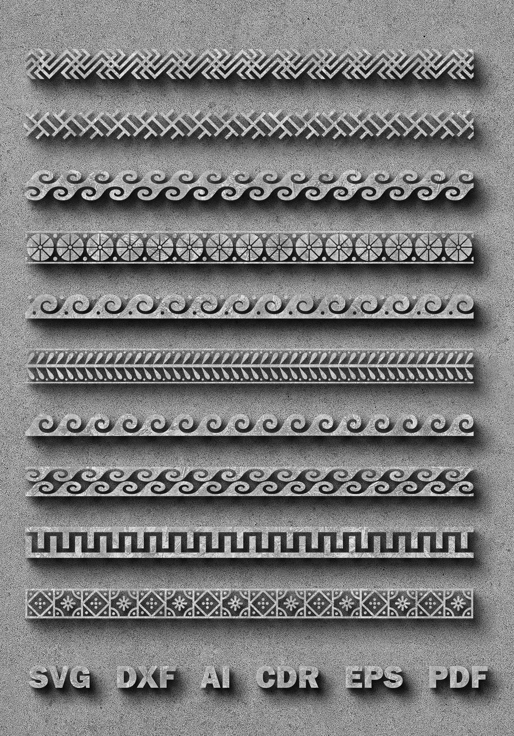 Borders List Pattern With Svg Dxf Eps Cdr & Vector Line Art Template ...