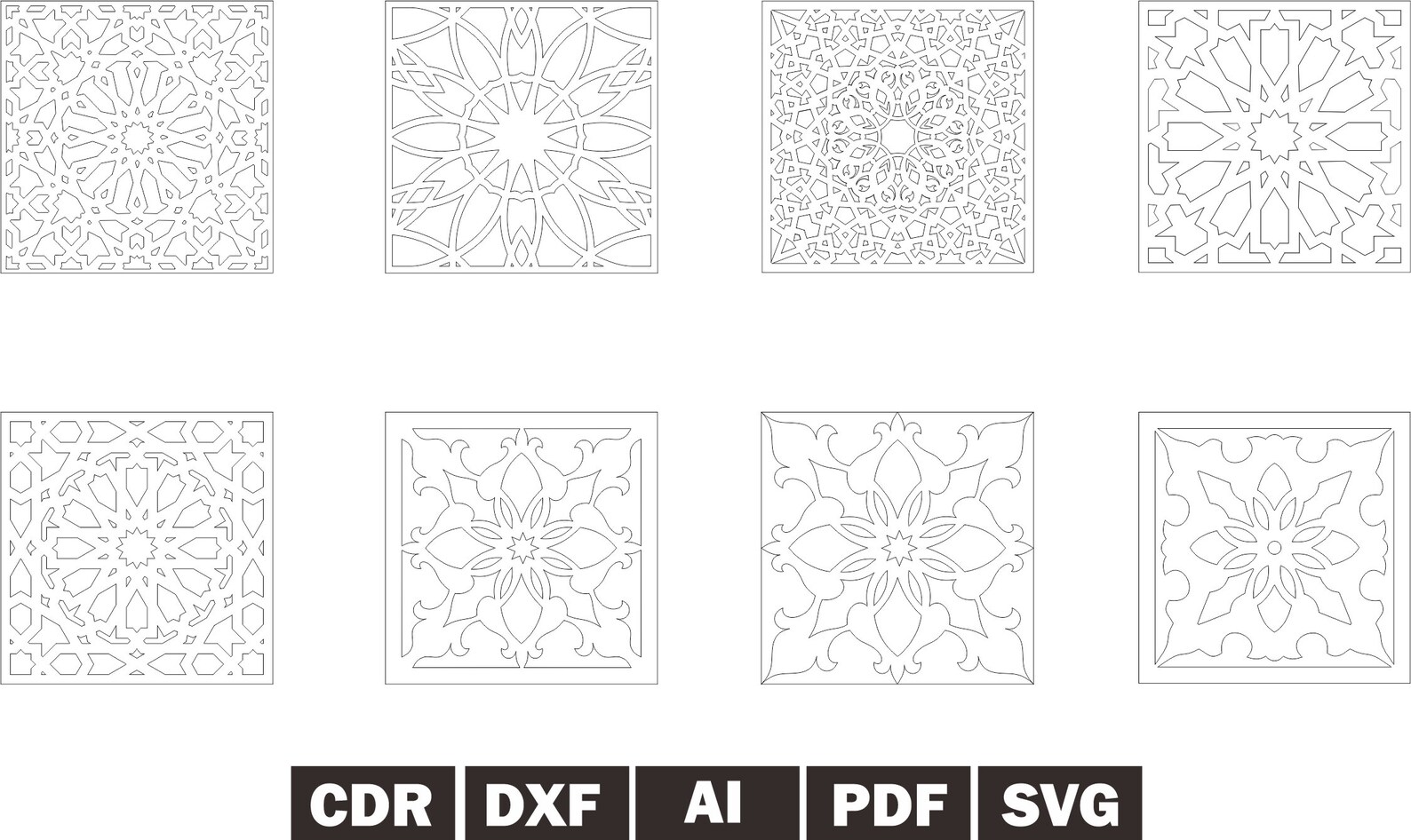 Arabic Moroccan Islamic Pattern SVG & Vector Line Art 2 Template - Etsy