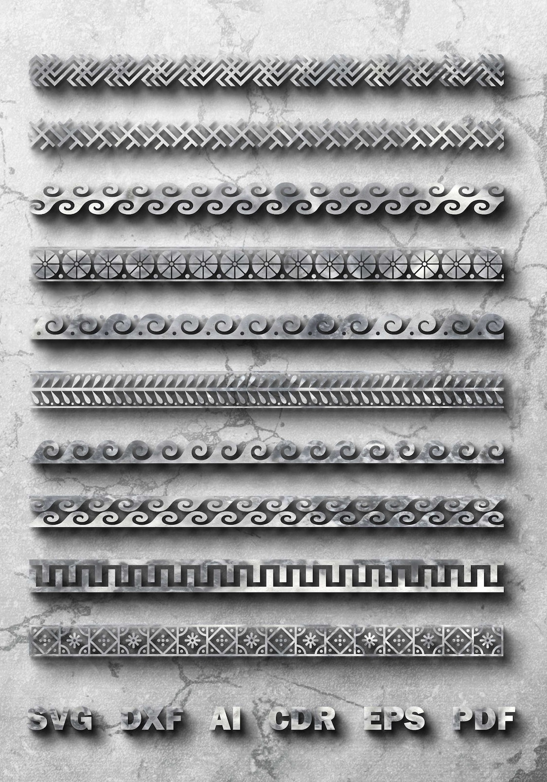 Borders List Pattern With Svg Dxf Eps Cdr & Vector Line Art Template ...