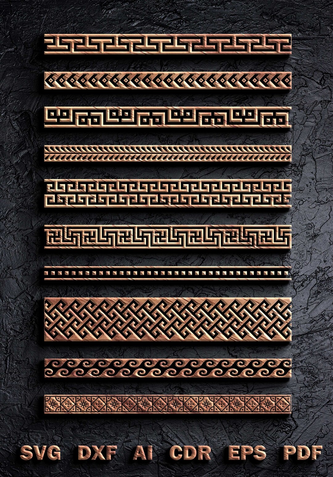 Borders List Pattern Template With Svg Dxf Eps Cdr & Vector Line Art ...