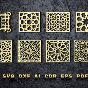 Arabic Moroccan Islamic Pattern SVG & Vector Line Art 3 Template - Etsy