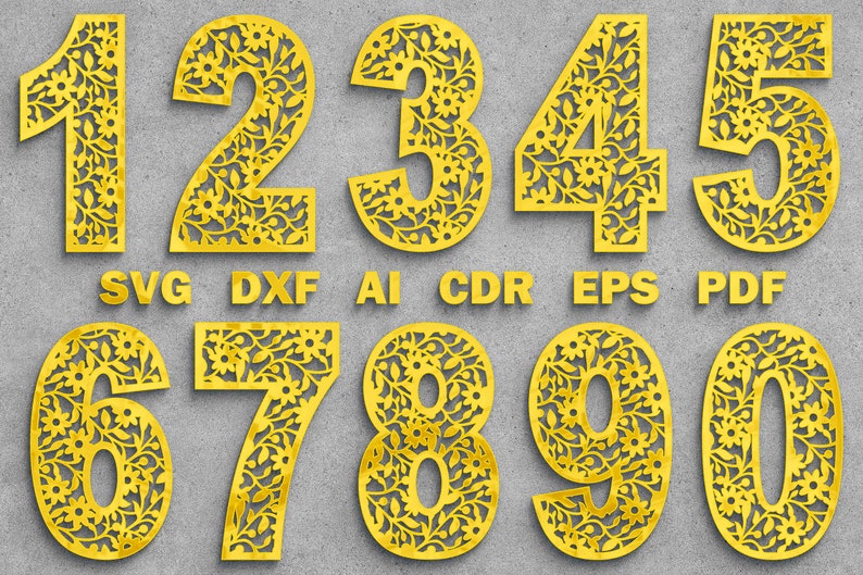 Monogram Numbers Template With Svg Dxf Ai Vector Line Art for Cricut ...