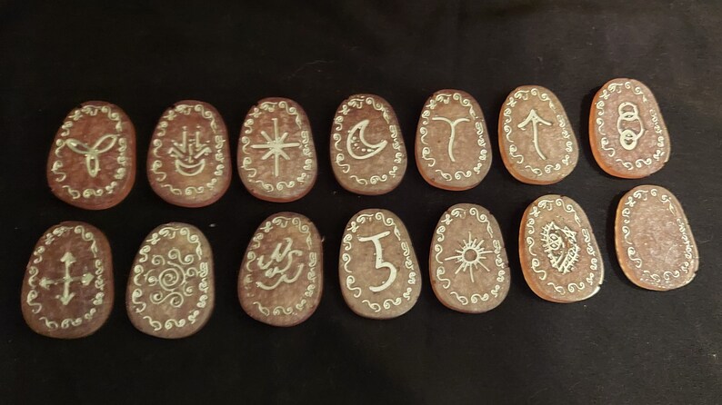 Witches Rune Set With Meanings Chart Witches Tiles Runes - Etsy