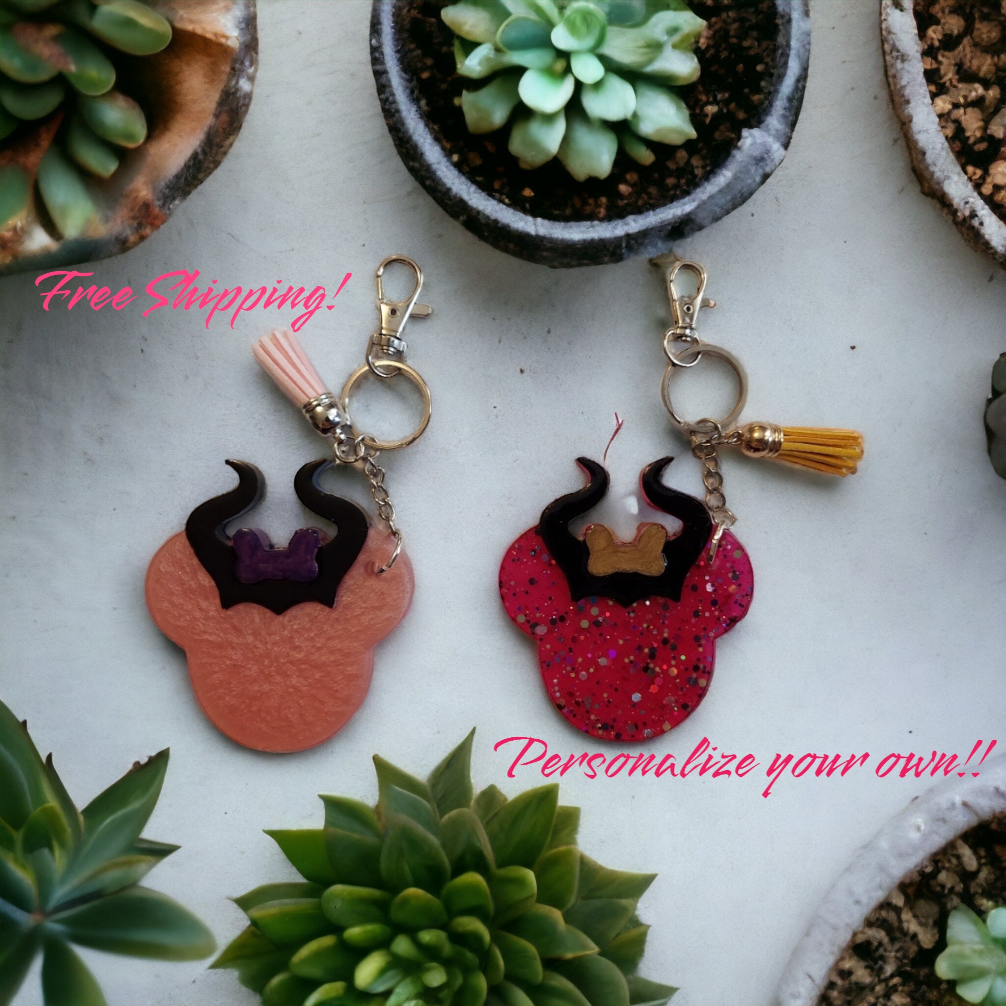 Minnie Mouse With Maleficent Horns Keychain Cute Keychain - Etsy