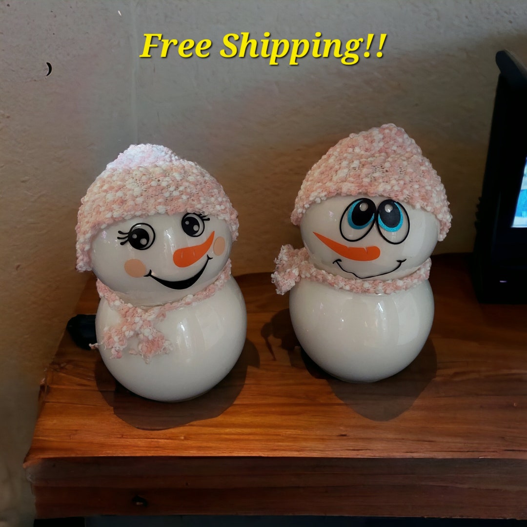 Light up Snowman Decoration Glass Globe Unique Christmas - Etsy