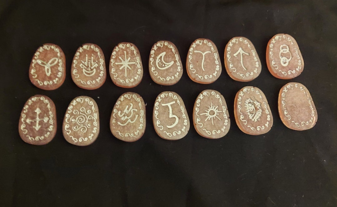 Witches Rune Set With Meanings Chart Witches Tiles Runes - Etsy