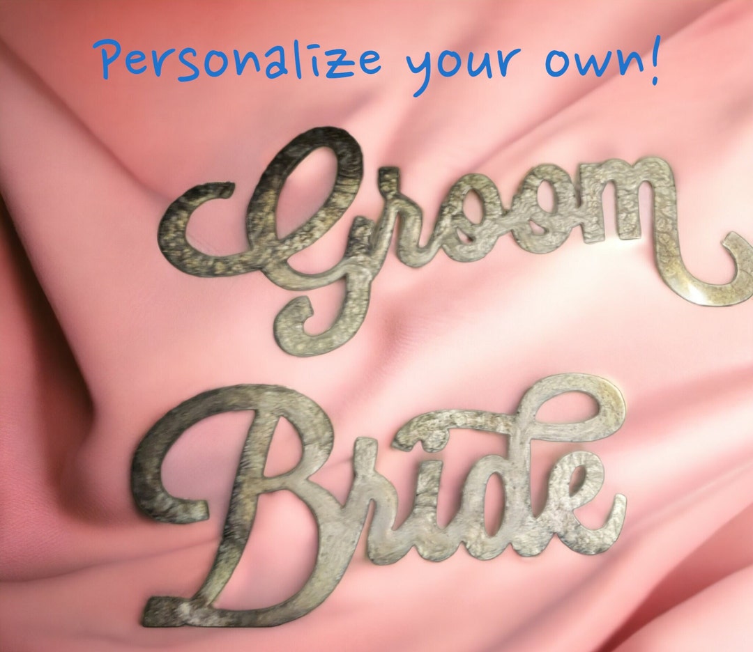 Personalizable Bride and Groom Wedding Sign, Chair Hanger or Table ...