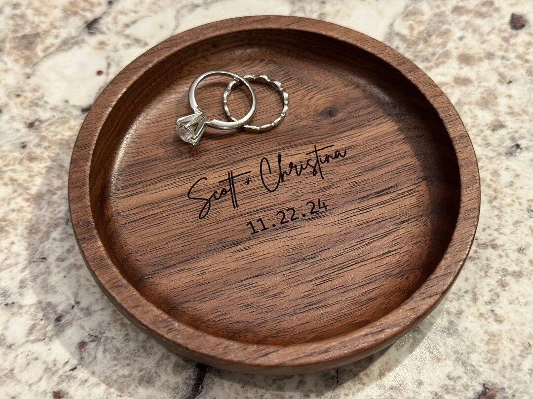 Custom Wood Ring Dish, Wedding, Engagement Gift, Personalized, Engraved ...