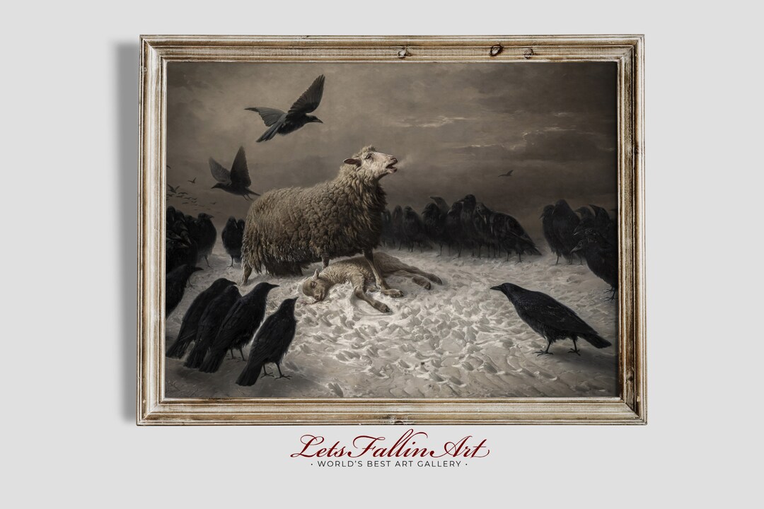 Mother Sheep Surrounded by Crows Moody and Dramatic Scenery - Etsy