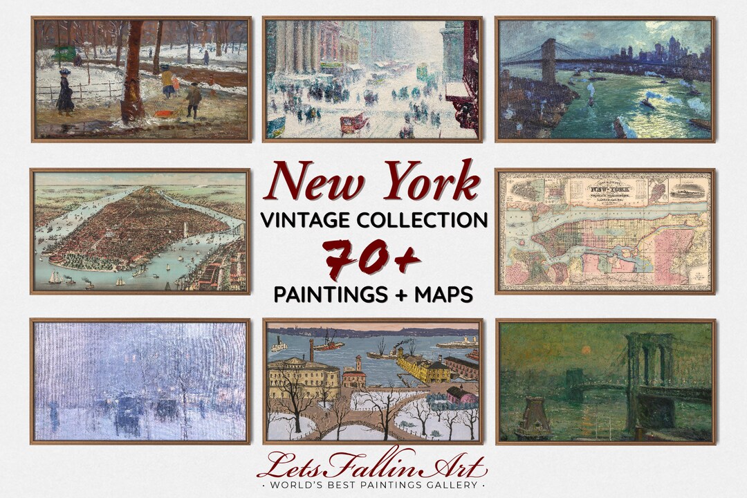 NEW YORK Vintage Collection | 70 Paintings, Lithographs and Maps ...