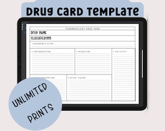 Pharmacology Printable | Drug Card Printable | Nursing School Template ...