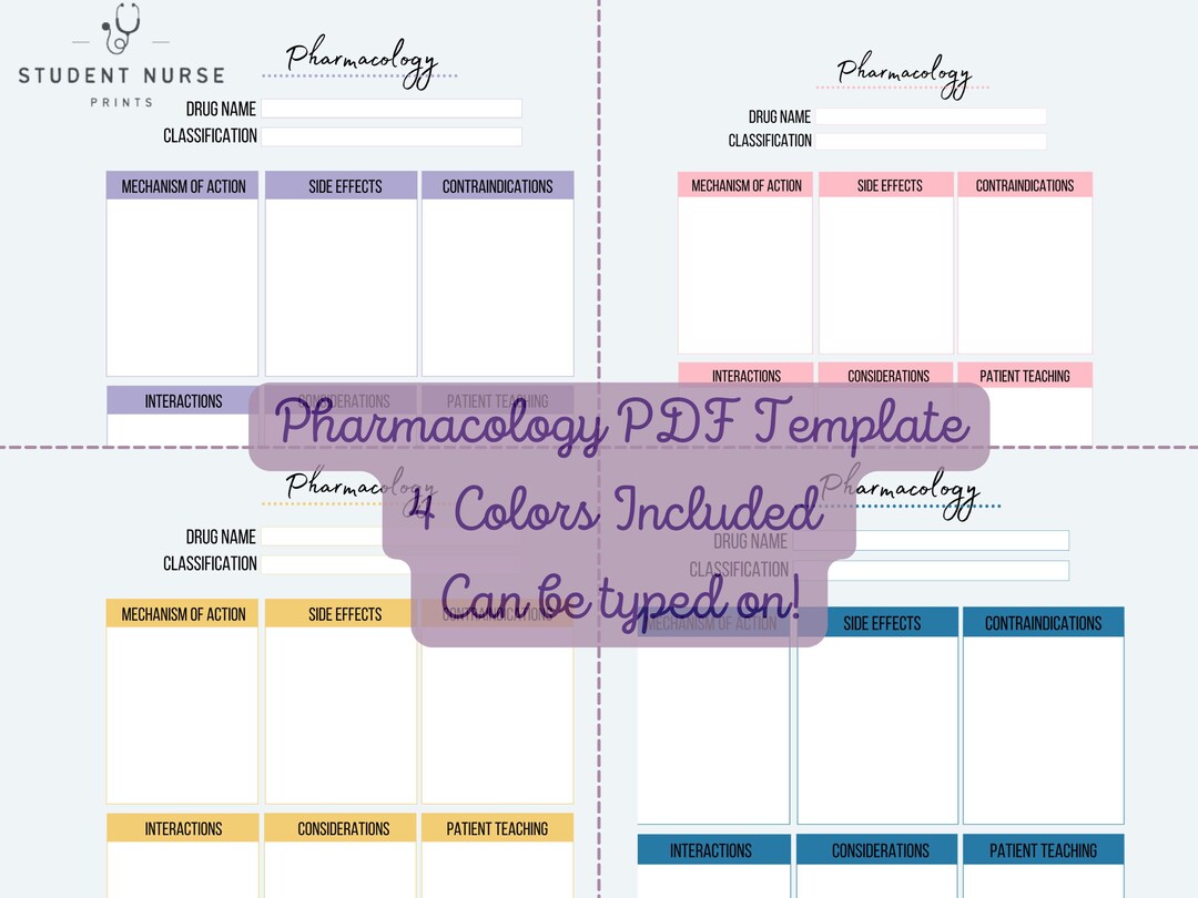 Pharmacology Drug Card PDF Template | Fillable and Printable | Nurse ...
