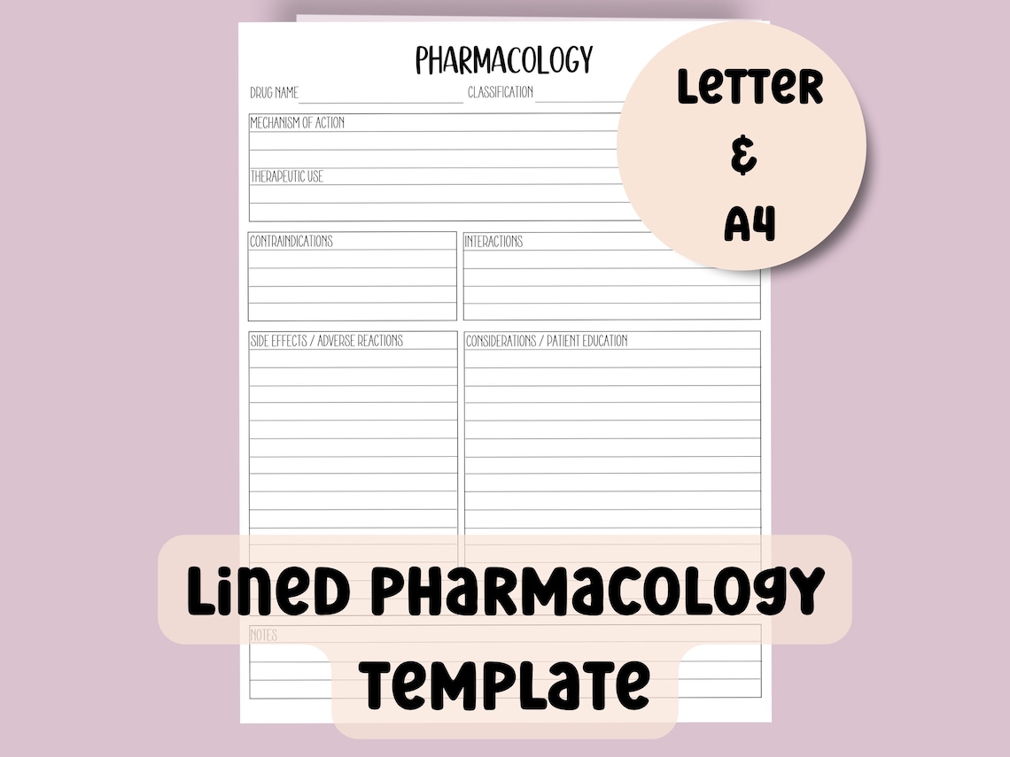Pharmacology Printable | Drug Card Printable | Nursing School Template ...