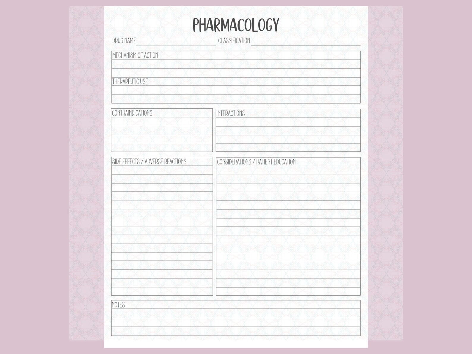 Pharmacology Printable | Drug Card Printable | Nursing School Template ...