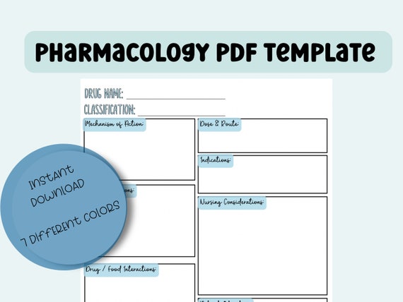 Pharmacology Drug Card Template Nursing Notes PDF Nursing - Etsy