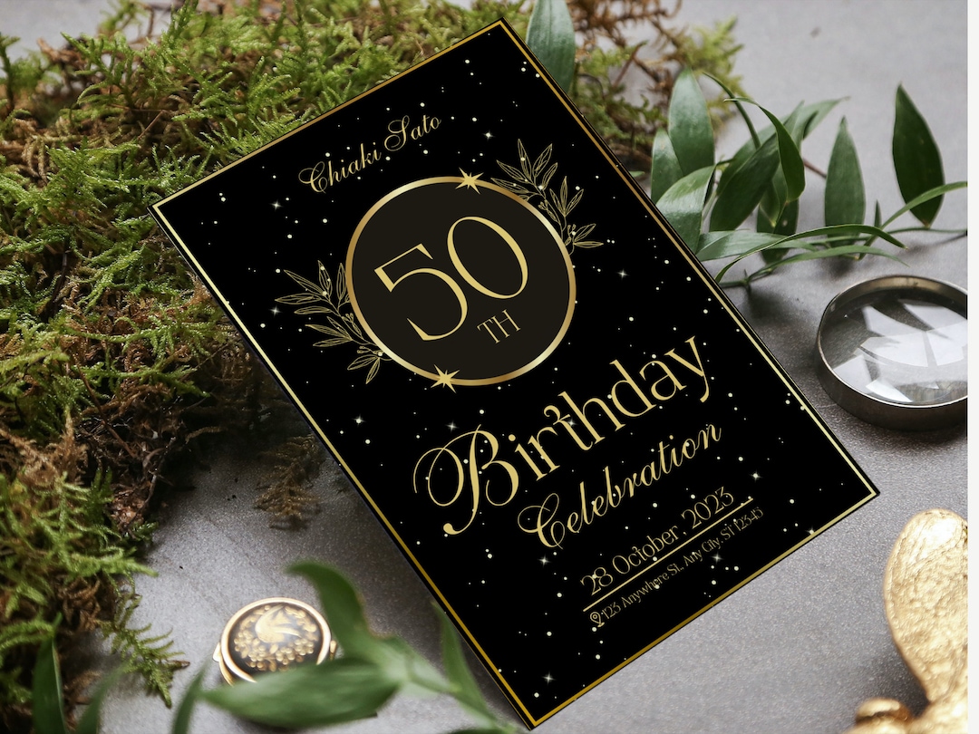 Editable 50th Birthday Invitation Card - Etsy