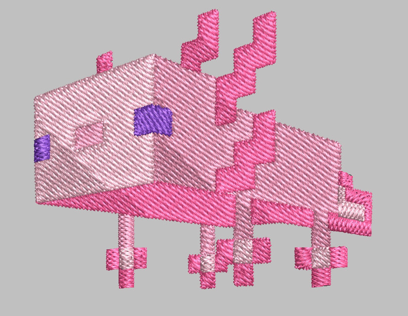 Minecraft Axolotl 3-pack Embroidery Designs digital File - Etsy