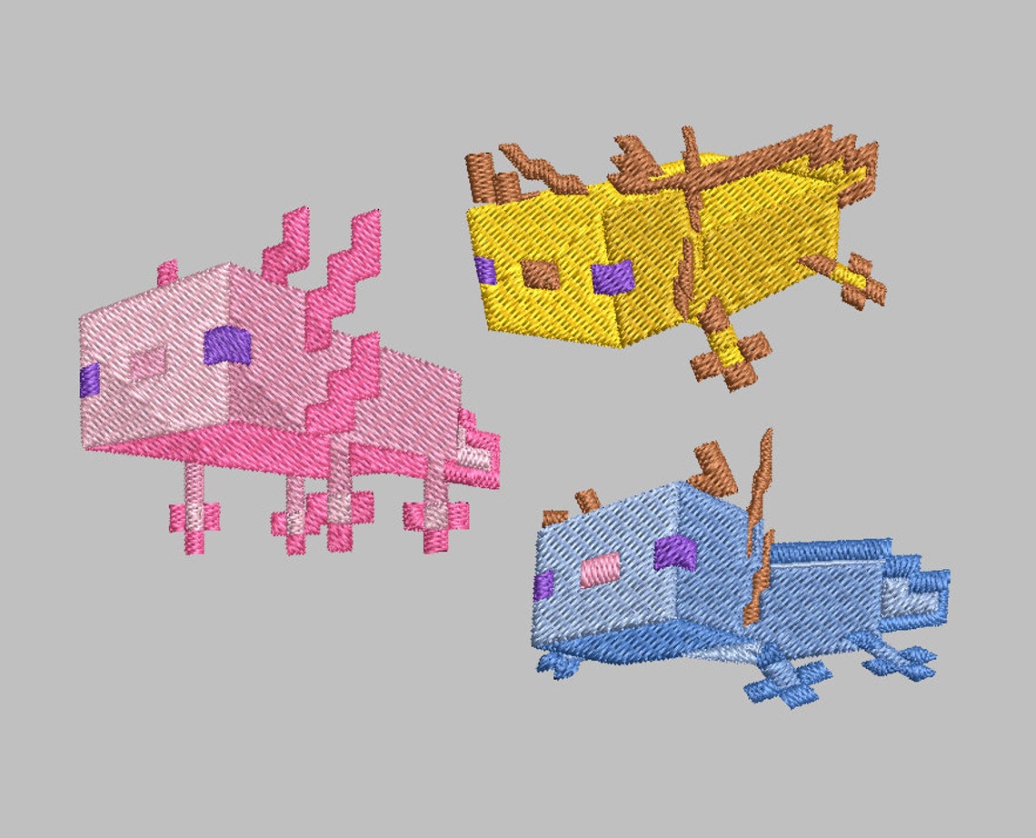 Minecraft Axolotl 3-pack Embroidery Designs digital File - Etsy Canada