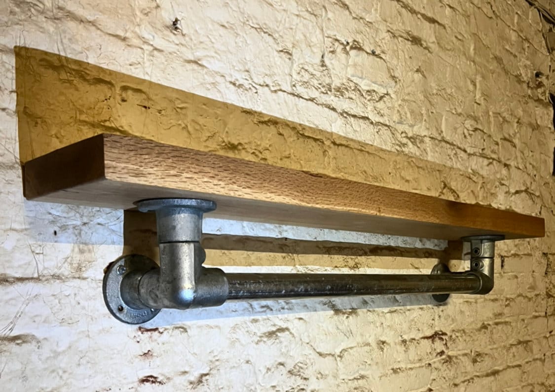 Oak and Industrial Tube Shelving - Etsy