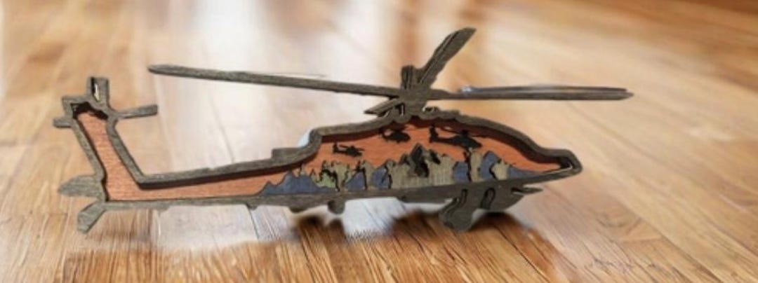 AH-64 Apache 3D Laser Cut Relief - Etsy