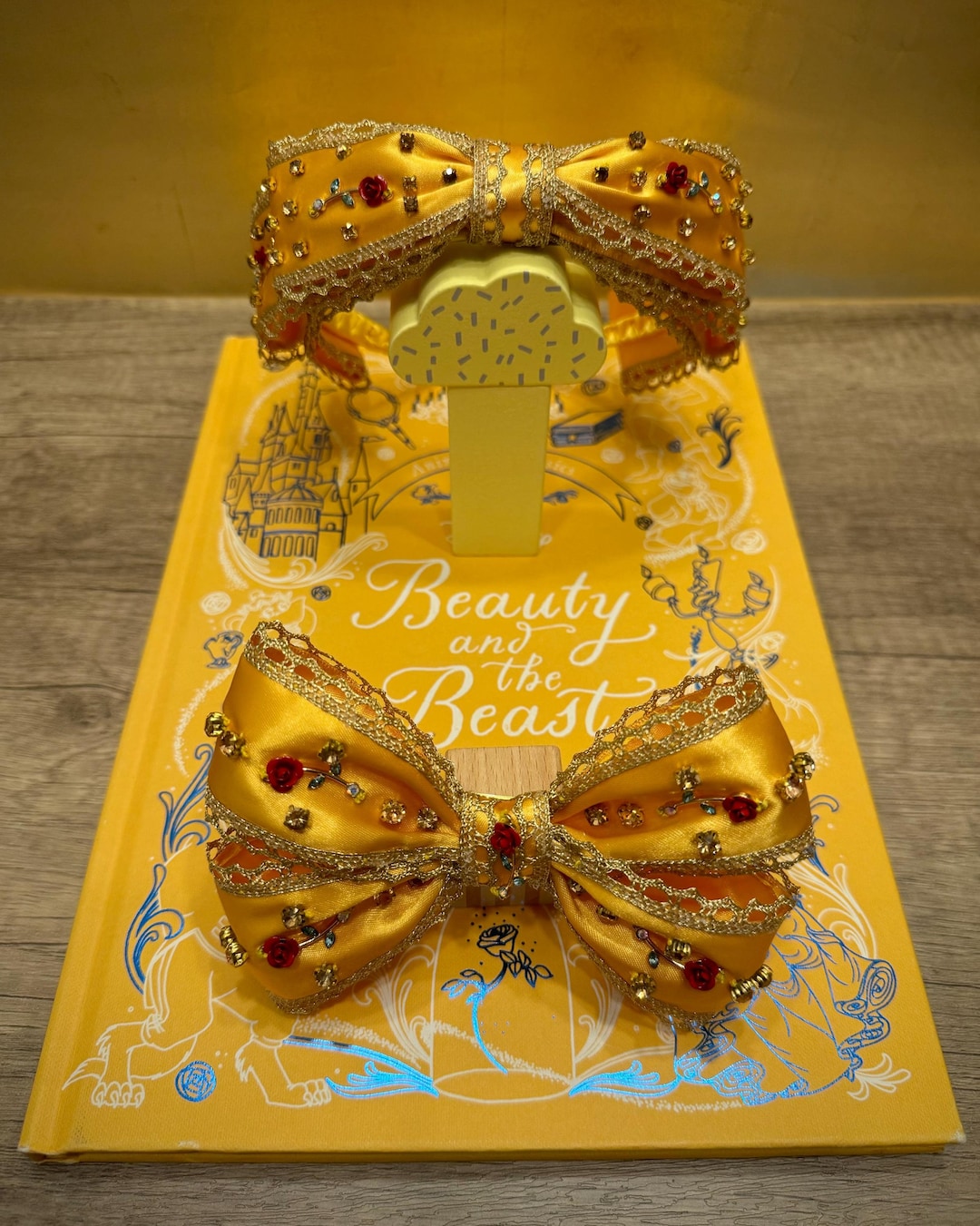 Belle Crown & Bow - Princess Headband and Bow - Disney Headband and Bow ...