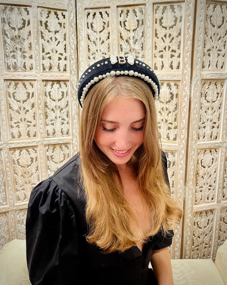 Queen Anne Crown - Handmade Headpiece - Black Luxury Headband - Jeweled ...