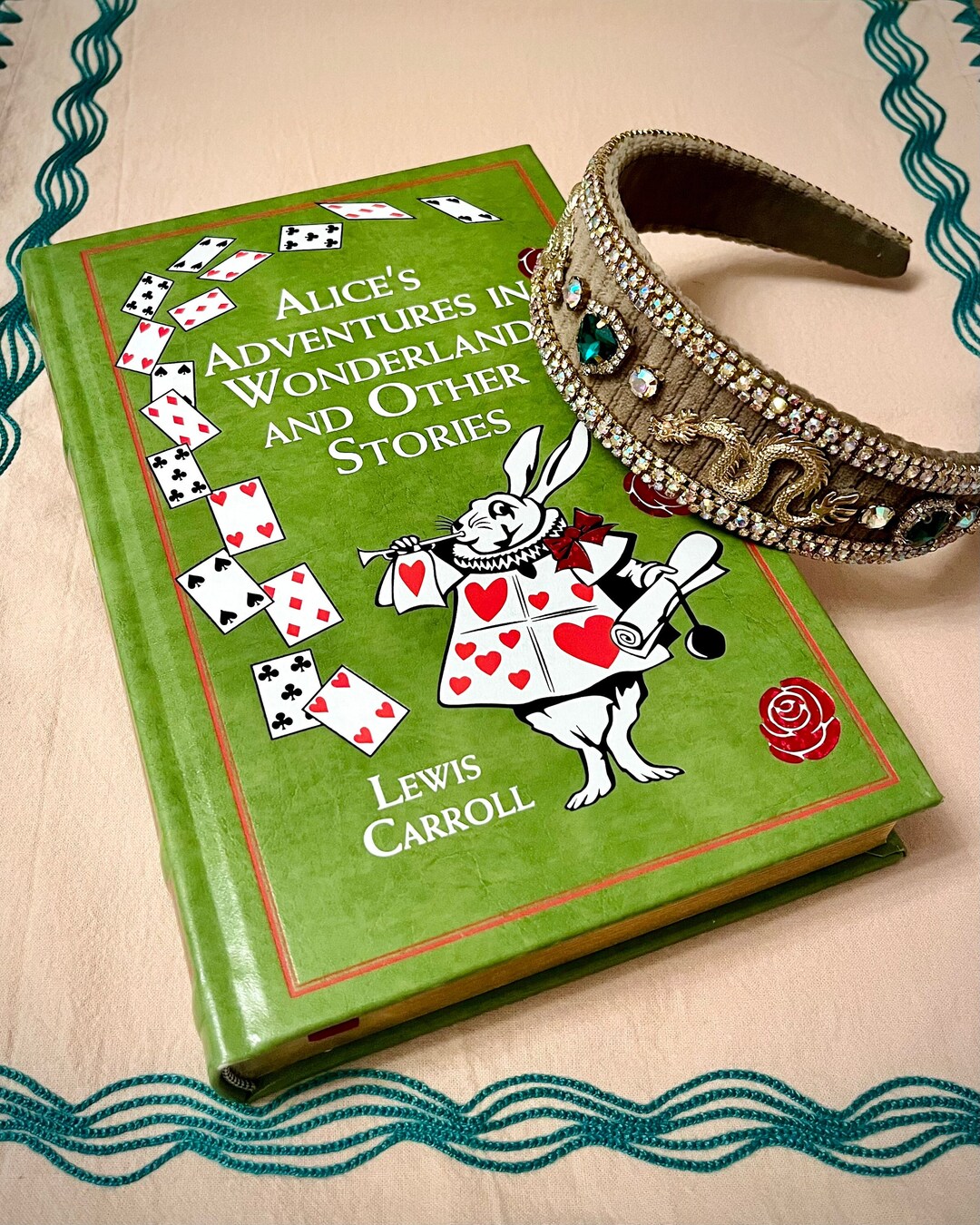 Queen Suiko Crown - Handmade Headpiece - Green Luxury Headband - Jeweled Embellished Headband ...