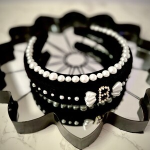 Queen Anne Crown - Handmade Headpiece - Black Luxury Headband - Jeweled ...