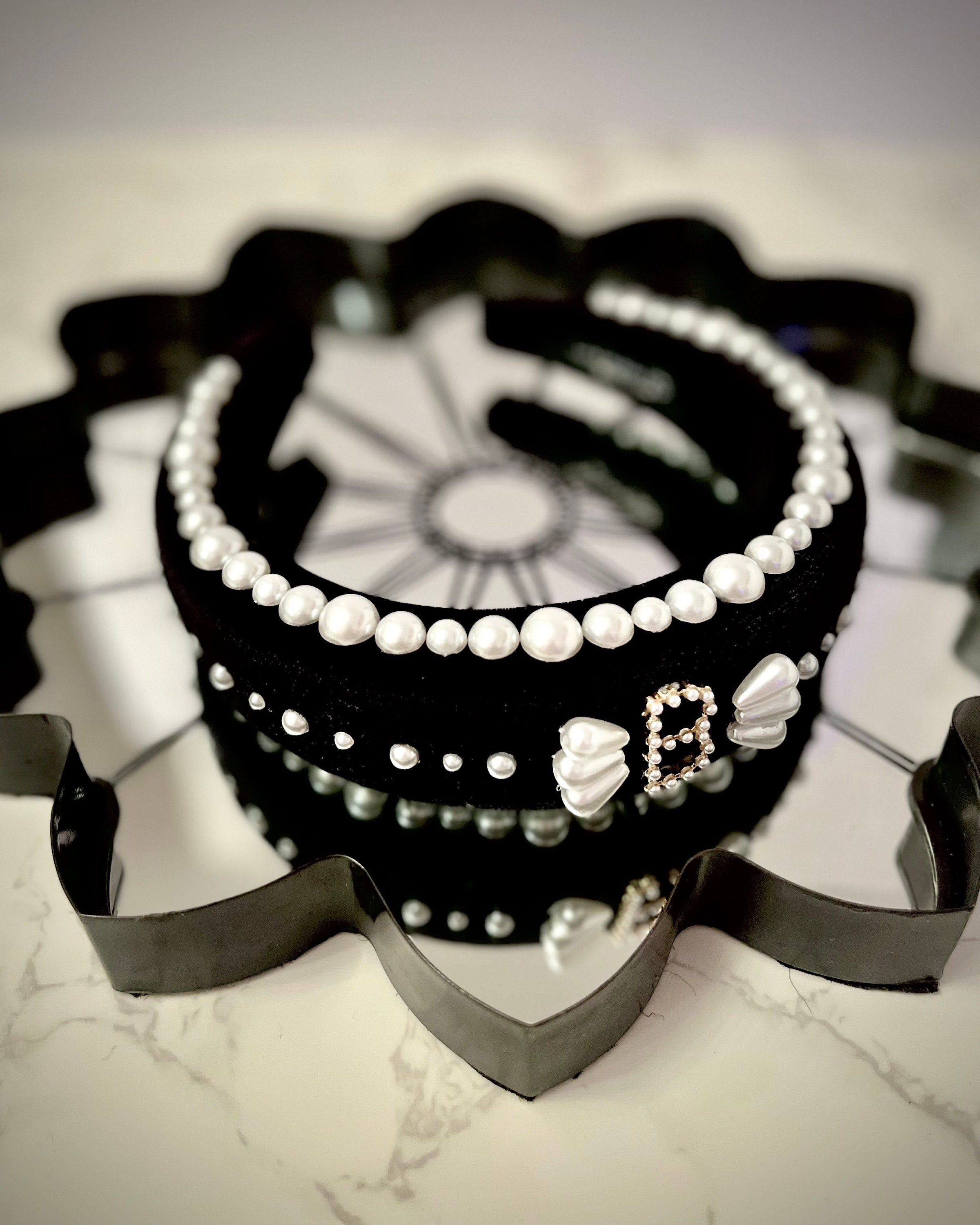 Queen Anne Crown - Handmade Headpiece - Black Luxury Headband - Jeweled ...