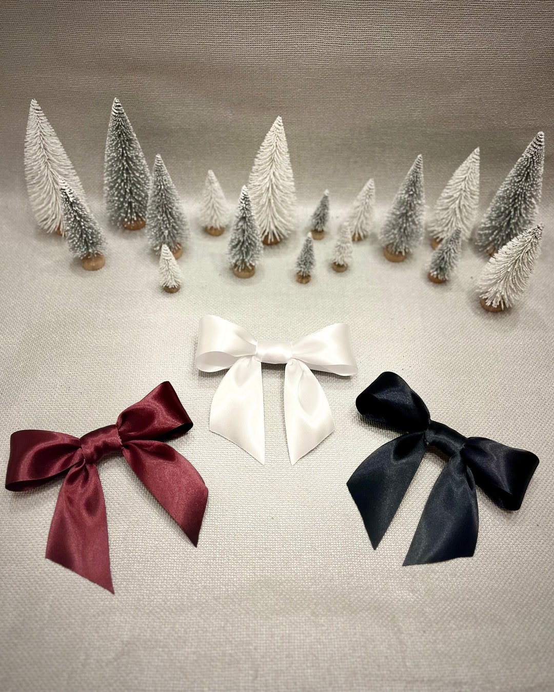 Noelle Bows - Pack of 1 - Satin and Velvet Bows - Burgundy, White and ...