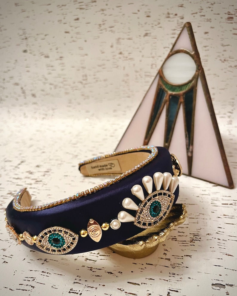 Queen Cleopatra Crown - Handmade Headpiece - Blue Luxury Headband ...