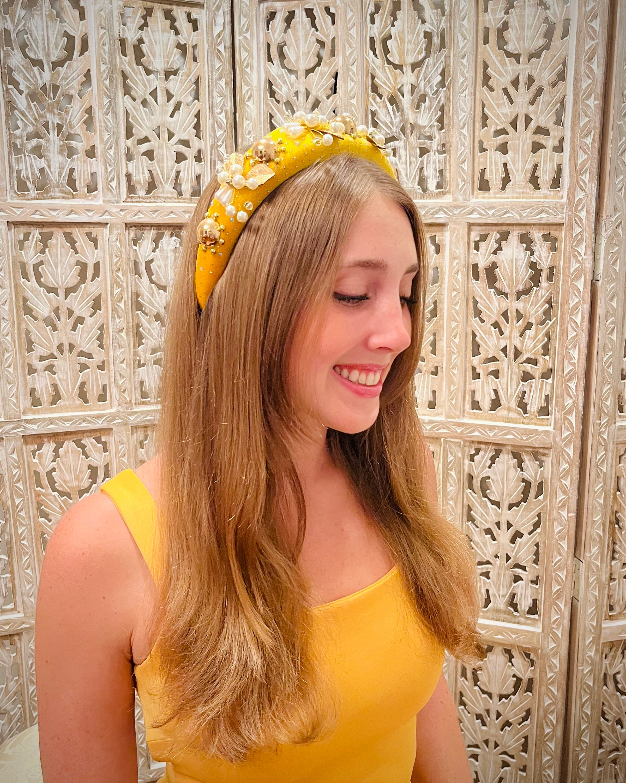 Queen Helen Crown - Handmade Headpiece - Yellow Luxury Headband ...