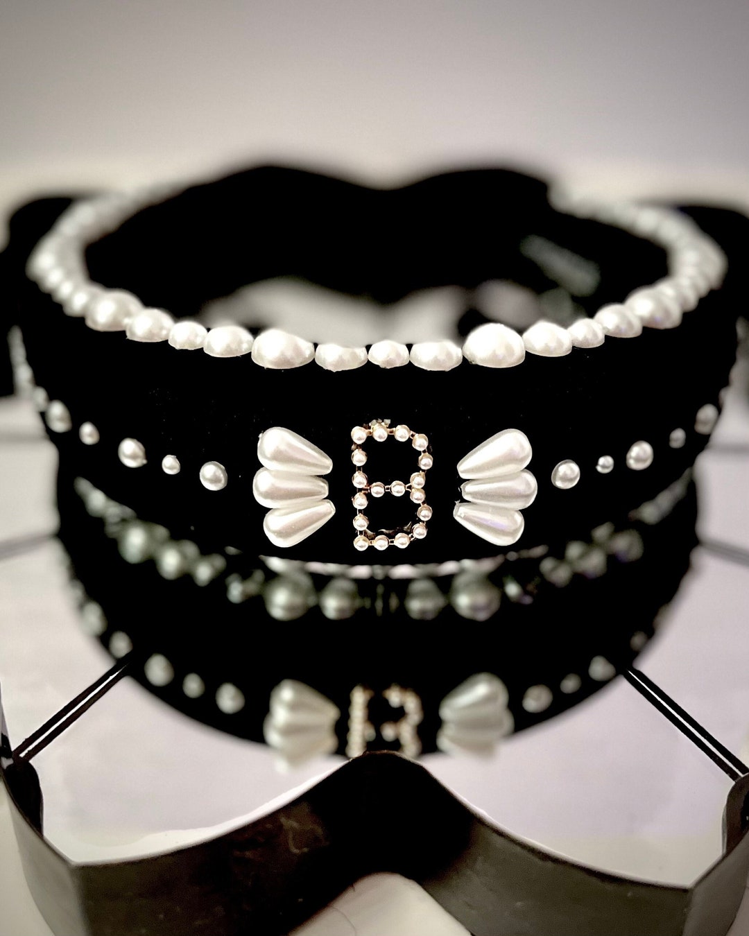 Queen Anne Crown - Handmade Headpiece - Black Luxury Headband - Jeweled ...