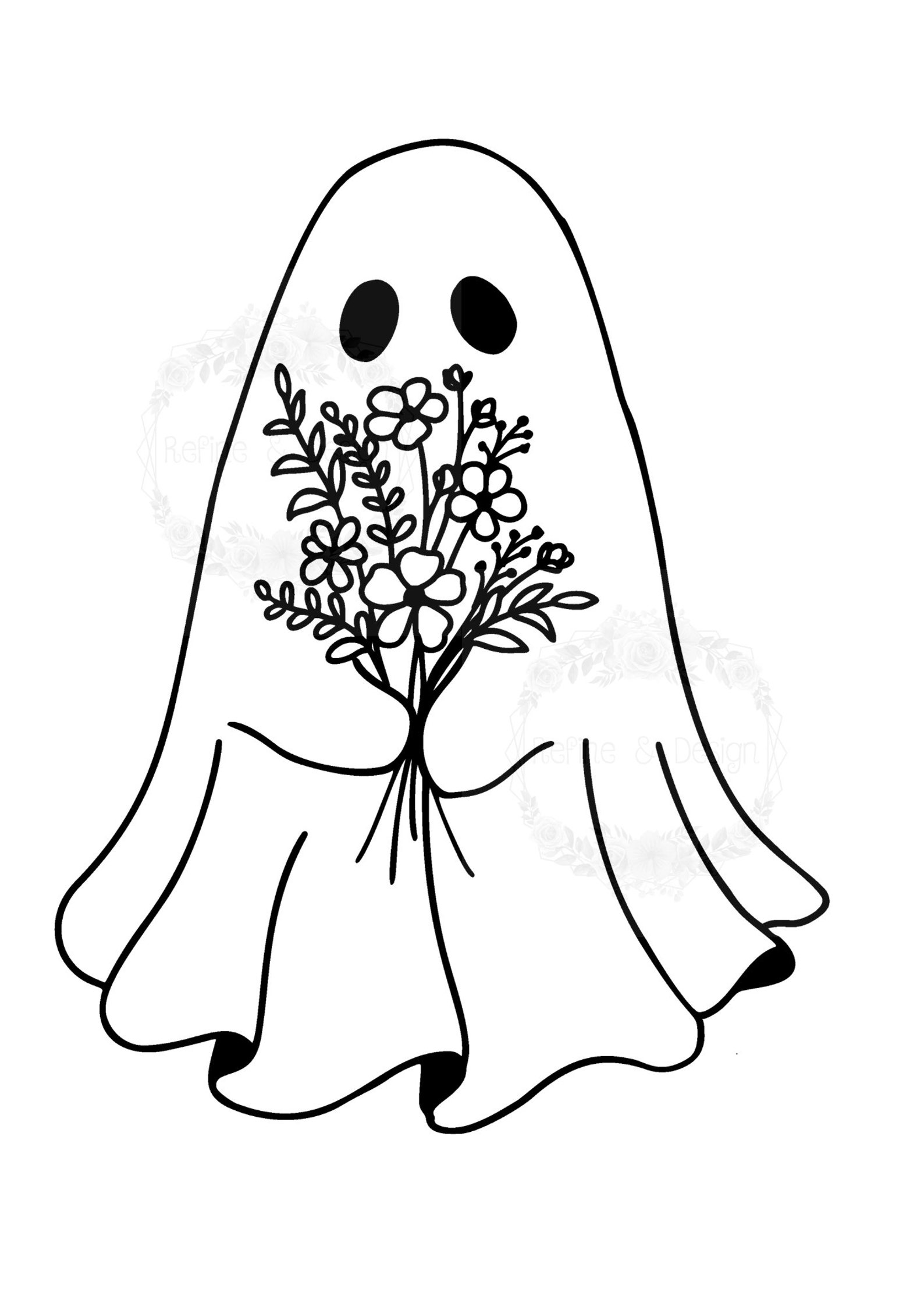 Ghost With Flowers Svg Digital Download, Svg Png Dxf Eps, Instant ...