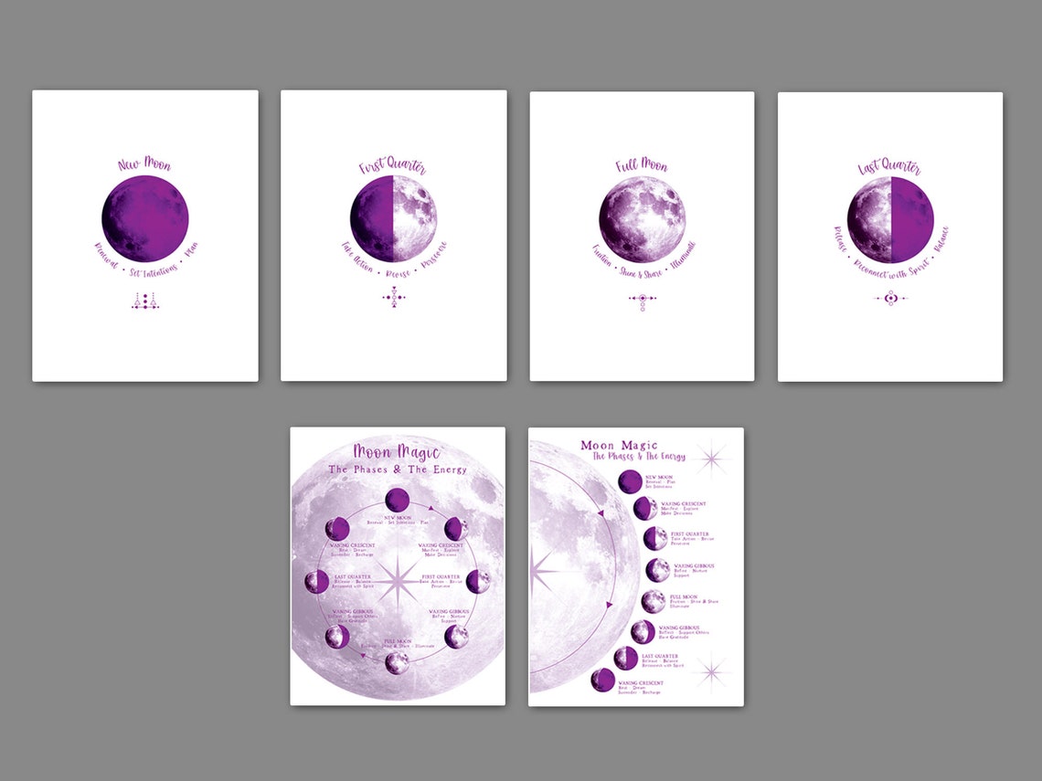 Moon Phase Designs Moon Phases Poster Moon Art Digital Download Moon ...
