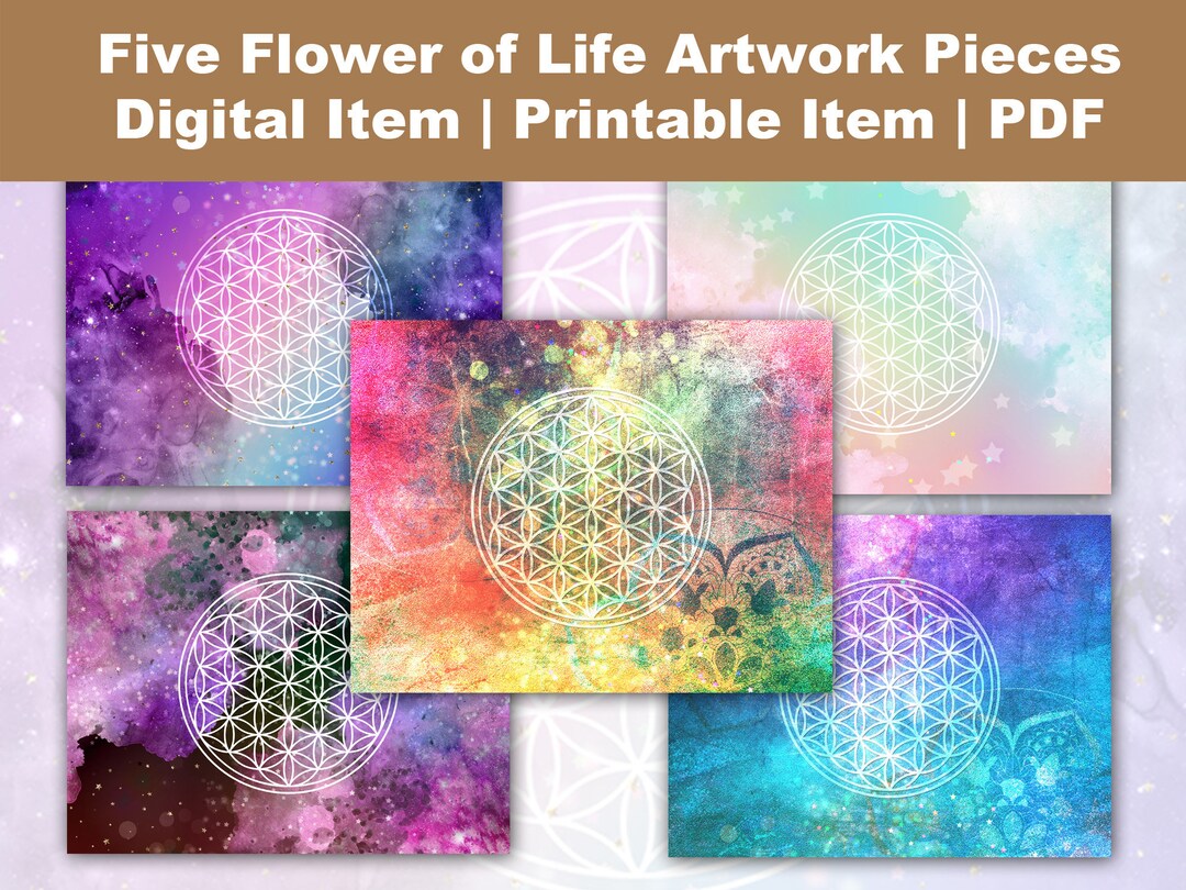 Digital Download | Five Flower of Life Art Pieces | Sacred Geometry Art ...
