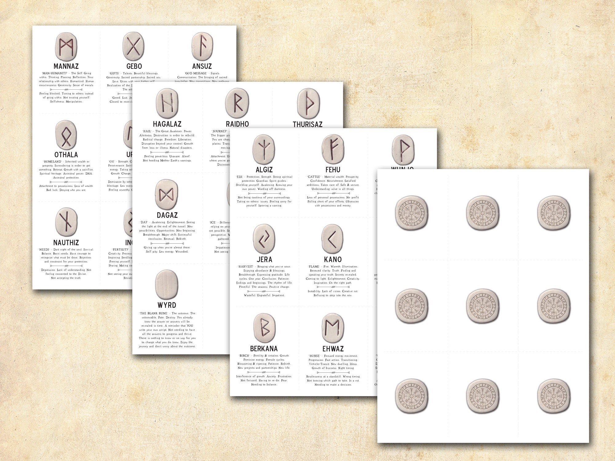 Viking Runes Downloadable Pages to Cut Into Cards | Runes Digital ...