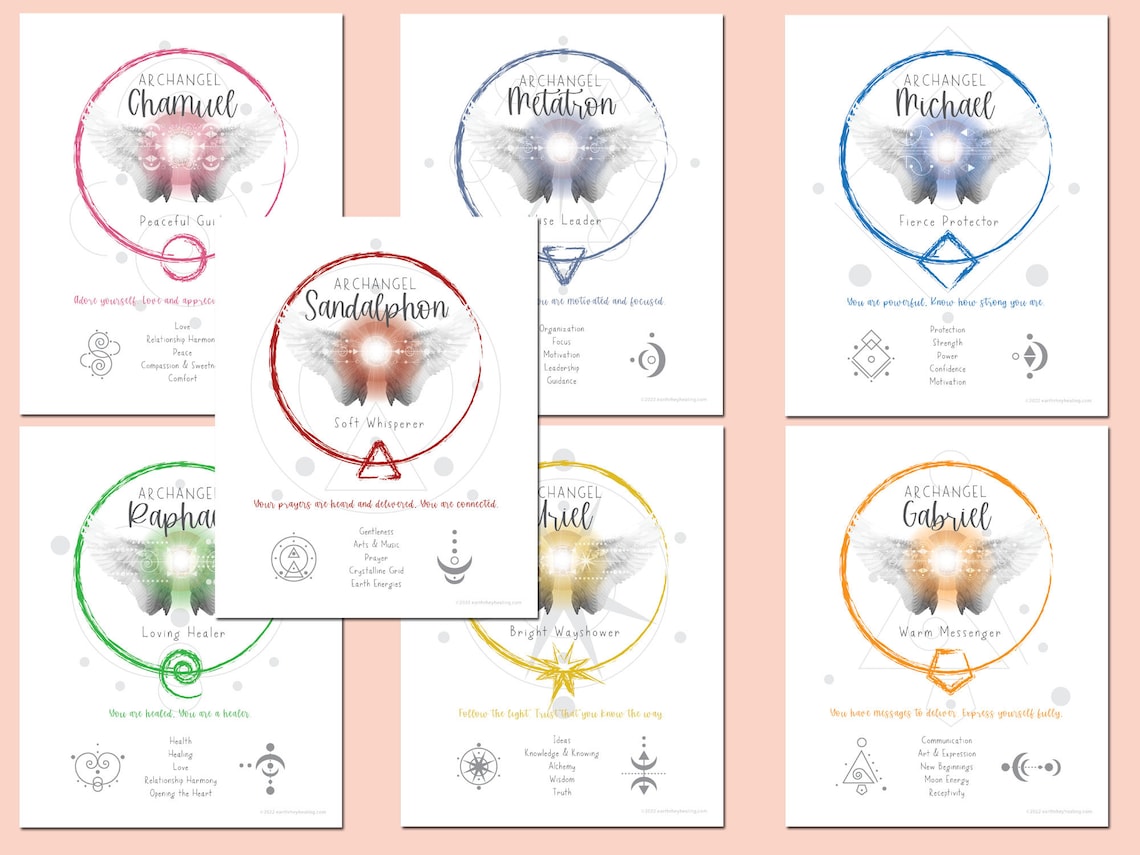 Seven Archangels Spiritual Art Downloadable Informational Pages ...