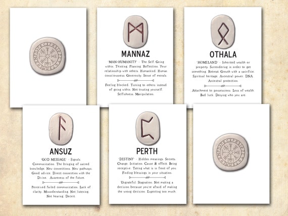 Viking Runes Downloadable Pages to Cut Into Cards Runes | Etsy