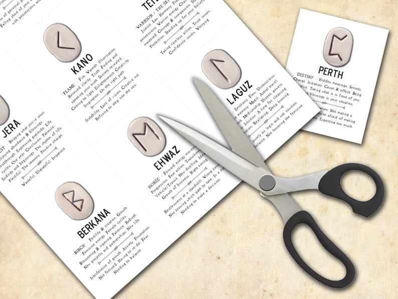 Viking Runes Downloadable Pages to Cut Into Cards Runes Digital Bundle ...
